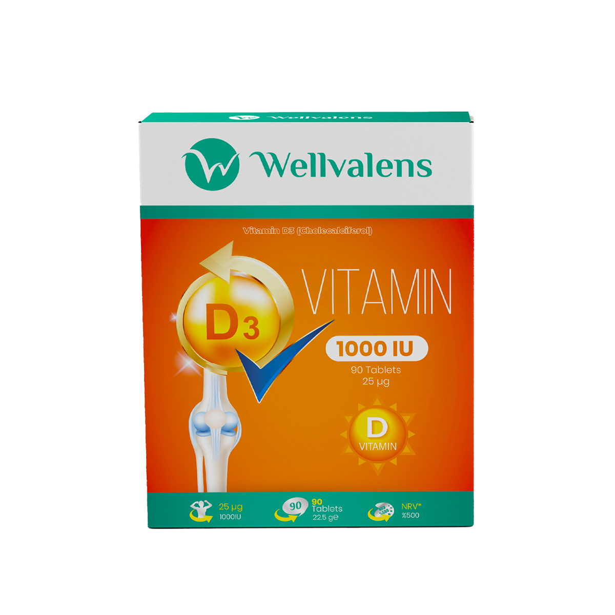 D3 1000 IU 90 Tablet - Wellvalens